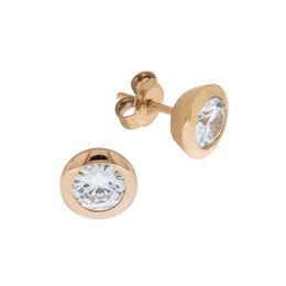 Vivance Damen Paar Ohrstecker "925 Sterling Silber rotvergoldet Zirkonia rund", one-size, Silber 925 (Sterlingsilber), rosa, Silber 925