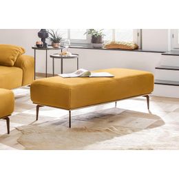 Polsterhocker W.Schillig "run", gelb (sunrise z73), B:150cm H:46cm T:60cm, Longlife Xtra-Leder Z73: Naturwalkleder der Luxusklasse aus den erlesensten Rohh&auml;uten. Hautst&auml;rke 1, 1 &ndash; 1, 3 mm;ROHLEDER Chenille-Flachgewebe Q2 W77 (68% Polyacryl, 32% Polyester);Stoff S37 (100% Polyester), Hocker, Polsterhocker, mit Holzsockel, F&uuml;&szlig;e in Bronze pulverbeschichtet, Breite 150 cm