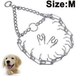 Prong Dog Trainingshalsband mit Schnellverschluss aus verchromtem Stahl Pet Pinch Collar No-Pull-Halsband für Hunde Anti-Pull-Trainingshalsband-M