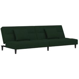 vidaXL - Schlafsofa 2-Sitzer mit 2 Kissen Dunkelgrün Samt