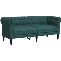 vidaXL - Chesterfield-Sofa 2-Sitzer Dunkelgrün Stoff