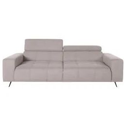 2-Sitzer DOMO collection "Trento", grau (taupe), B:238cm H:79cm T:104cm, 92% Polyester, 8% Nylon, Sofas, wahlweise mit Kopfteilverstellung und in zwei Größen erhältlich