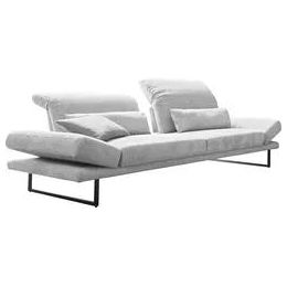 3-Sitzer 3C Candy "Mallow Designsofa mit Komfortfunktionen, modern und bequem", weiß (silber), B:258cm H:83cm T:103cm, 100% Polyester, Sofas, Verstellbare Armlehne und Kopfteil, manuelle Sitztiefenverstellung