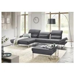 Ecksofa 3C Candy "Mallow Designsofa mit Komfortfunktionen, modern und bequem, L-Form", grau (anthrazit), B:318cm H:83cm T:220cm, 100% Polyester, Sofas, Verstellbare Armlehne und Kopfteil, manuelle Sitztiefenverstellung