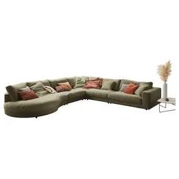 Ecksofa 3C Candy "Enisa II, bequem und komfortabel, Mega Familiensofa, L-Form", grün (oliv), B:395cm H:86cm T:225cm, 100% Polyester, Sofas, incl. 3 Flatterkissen, wahlweise mit Flecken-Schutz-Bezug Easy care