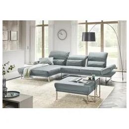 Ecksofa 3C Candy "Mallow Designsofa mit Komfortfunktionen, modern und bequem, L-Form", grün (mint), B:318cm H:83cm T:220cm, 100% Polyester, Sofas, Verstellbare Armlehne und Kopfteil, manuelle Sitztiefenverstellung