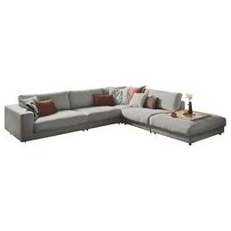 Ecksofa 3C Candy "Enisa II, bequem und komfortabel, großes Familiensofa, L-Form", weiß (silber), B:365cm H:86cm T:322cm, 100% Polyester, Sofas, incl. 3 Flatterkissen, wahlweise mit Flecken-Schutz-Bezug Easy care