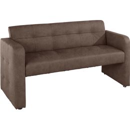 Polsterbank exxpo - SOFA FASHION "Barista Küchensofa mit Komfortsitzhöhe 49cm", braun, B:182cm H:82cm T:68cm, Microfaser (Zusammensetzung: 100% Polyester), Lederfaserstoff (Grundgewebe 41% Lederfaser, 39% Polyester, 20% Baumwolle), Sitzbänke, tolle Detailverarbeitung, frei im Raum stellbar