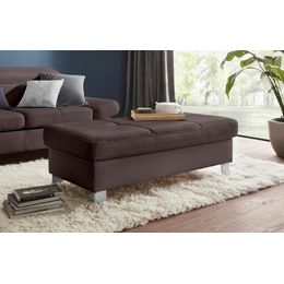 Hocker exxpo - SOFA FASHION "Fiji Bankhocker mit Staufach unter der Sitzfläche", braun, B:116cm H:45cm T:70cm, Luxus-Kunstleder, Webstoff (100% Polyester), Webvelours (100% Polyester), Hocker, Polsterhocker, elegant modern mit toller Detailverarbeitung