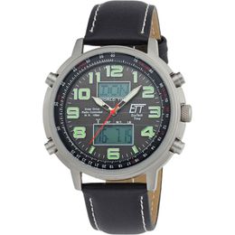 Funk-Multifunktionsuhr ETT "Hunter World Timer, EGS-11301-22L", schwarz, Armbanduhren, Herren, Armbanduhr, Herrenuhr, Datum, Solar