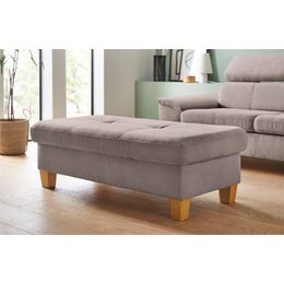 Hocker exxpo - SOFA FASHION "Enya Bankhocker mit Staufach unter der Sitzfl&auml;che", grau (taupe), B:136cm H:45cm T:70cm, Hocker, Polsterhocker, sch&ouml;ne Detailverarbeitung
