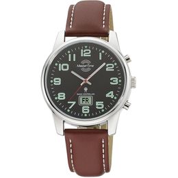 Funkuhr MASTER TIME "Super Power, MTGA-10426-22L", braun, Armbanduhren, Herren, Armbanduhr, Quarzuhr, Herrenuhr, Datum, Leuchtzeiger