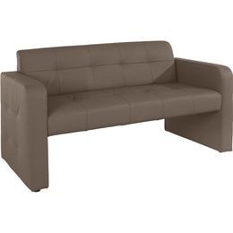 Polsterbank exxpo - SOFA FASHION "Barista Küchensofa, Sitzhöhe 49cm, kompakte Stellmaße", beige (sahara), B:162cm H:82cm T:68cm, Microfaser (Zusammensetzung: 100% Polyester), Lederfaserstoff (Grundgewebe 41% Lederfaser, 39% Polyester, 20% Baumwolle), Sitzbänke, Frei im Raum stellbar