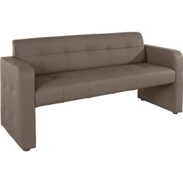 Polsterbank exxpo - SOFA FASHION "Barista Küchensofa mit Komfortsitzhöhe 49cm", beige (sahara), B:182cm H:82cm T:68cm, Microfaser (Zusammensetzung: 100% Polyester), Lederfaserstoff (Grundgewebe 41% Lederfaser, 39% Polyester, 20% Baumwolle), Sitzbänke, tolle Detailverarbeitung, frei im Raum stellbar