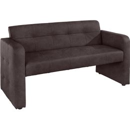 Polsterbank exxpo - SOFA FASHION "Barista Küchensofa, Sitzhöhe 49cm, kompakte Stellmaße", braun (schwarz braun), B:162cm H:82cm T:68cm, Microfaser (Zusammensetzung: 100% Polyester), Lederfaserstoff (Grundgewebe 41% Lederfaser, 39% Polyester, 20% Baumwolle), Sitzbänke, Frei im Raum stellbar