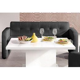 Hockerbank exxpo - SOFA FASHION "Barista Küchensofa, kompakte Stellmaße, Sitzhöhe 49cm", schwarz, B:182cm H:82cm T:68cm, Carabu (50%Polyester, 35%Polyacryl, 15%Polyamid), Hocker, Essbank Polsterbank, mit Rückenlehne