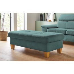 Hocker exxpo - SOFA FASHION "Enya Bankhocker mit Staufach unter der Sitzfl&auml;che", blau (aqua), B:136cm H:45cm T:70cm, Hocker, Polsterhocker, sch&ouml;ne Detailverarbeitung