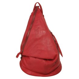 Cityrucksack Samantha Look Gr. B/H/T: 30cm x 25cm x 10cm, rot, Rindsleder, Leder, unifarben, Rucksäcke, echt Leder, Made in Italy