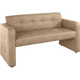 Polsterbank exxpo - SOFA FASHION "Barista Küchensofa, Sitzhöhe 49cm, kompakte Stellmaße", beige (sahara), B:162cm H:82cm T:68cm, Microfaser (Zusammensetzung: 100% Polyester), Lederfaserstoff (Grundgewebe 41% Lederfaser, 39% Polyester, 20% Baumwolle), Sitzbänke, Frei im Raum stellbar