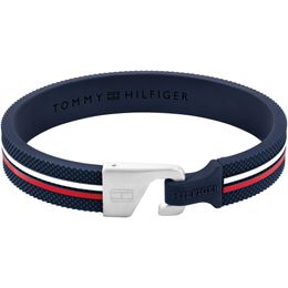 Armband Tommy Hilfiger "CLARK, 2790606, 2790607", blau, weiß, rot, edelstahlfarben, Armbänder, Herren, Silikon-Edelstahl, Silikon, Edelstahl