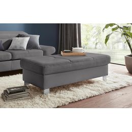 Hocker exxpo - SOFA FASHION "Fiji Bankhocker mit Staufach unter der Sitzfläche", grau (delphin), B:116cm H:45cm T:70cm, Luxus-Kunstleder, Webstoff (100% Polyester), Webvelours (100% Polyester), Hocker, Polsterhocker, elegant modern mit toller Detailverarbeitung