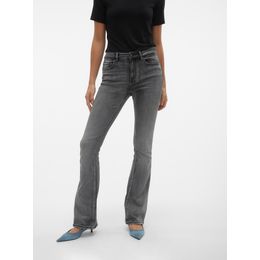 Véro Moda Bootcut-Jeans VERO MODA "VMFLASH MR FLARED JEANS LI213 GA NOOS", Damen, Gr. S (36), Länge 34, blau (medium grau denim), Denim/Jeans, Obermaterial: 65% Baumwolle, 18% Polyester, 8% Viskose, 7% Elastomultiester, 2% Elasthan, unifarben, modisch, Jeans