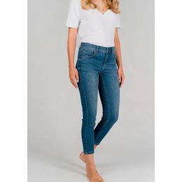 Slim-fit-Jeans Angels "ORNELLA", Damen, Gr. 38, N-Gr, blau (mid blau used), Denim/Jeans, Obermaterial: 92% Baumwolle, 6% Polyester, 2% Elasthan, unifarben, casual, slim fit 7/8-Länge, Jeans