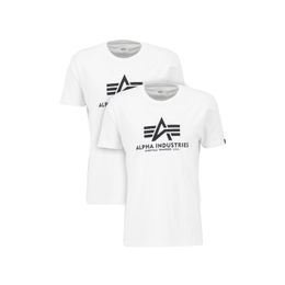 T-Shirt Alpha Industries "Alpha Industries Men - T-Shirts Basic T-Shirt 2 Pack" Gr. L, weiß, Herren, Obermaterial: 90% Baumwolle, 10% Polyester, Shirts