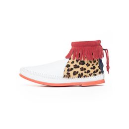 Minnetonka Stiefeletten 'Back Zip' Damen Gr&ouml;&szlig;e 38 mint / wei&szlig;