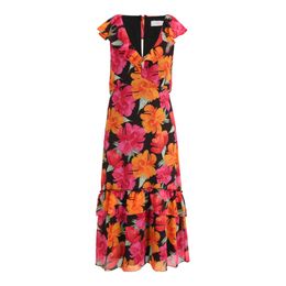 Wallis Petite Kleid Damen Gr&ouml;&szlig;e 46 gr&uuml;n / orange / pink / schwarz Winterkleid