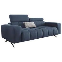 2-Sitzer DOMO collection "Trento", blau (dunkelblau), B:208cm H:79cm T:104cm, 100% Polyester, Sofas, wahlweise mit Kopfteilverstellung und in zwei Größen erhältlich