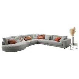 Ecksofa 3C Candy "Enisa II, bequem und komfortabel, Mega Familiensofa, L-Form", weiß (silber), B:395cm H:86cm T:225cm, 100% Polyester, Sofas, incl. 3 Flatterkissen, wahlweise mit Flecken-Schutz-Bezug Easy care