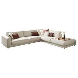 Ecksofa 3C Candy "Enisa II, bequem und komfortabel, großes Familiensofa, L-Form", beige (nature), B:365cm H:86cm T:322cm, 100% Polyester, Sofas, incl. 3 Flatterkissen, wahlweise mit Flecken-Schutz-Bezug Easy care