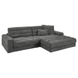 Ecksofa 3C Candy "Stripes Mega-Sofa, bequem und komfortabel, L-Form", grau (dunkelgrau), B:296cm H:83cm T:205cm, 88% Polyester, 12% Polyacryl, Sofas, Lose Rückenkissen, mit feiner Quersteppung, Cord-Bezug