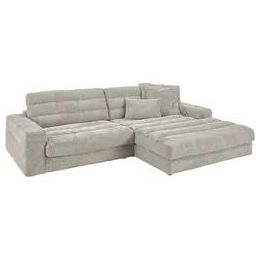 Ecksofa 3C Candy "Stripes Mega-Sofa, bequem und komfortabel, L-Form", grau (hellgrau), B:296cm H:83cm T:205cm, 88% Polyester, 12% Polyacryl, Sofas, Lose Rückenkissen, mit feiner Quersteppung, Cord-Bezug