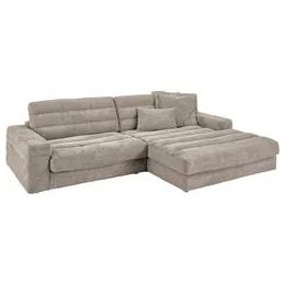 Ecksofa 3C Candy "Stripes Mega-Sofa, bequem und komfortabel, L-Form", grau (taupe), B:296cm H:83cm T:205cm, 88% Polyester, 12% Polyacryl, Sofas, Lose Rückenkissen, mit feiner Quersteppung, Cord-Bezug