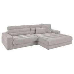 Ecksofa 3C Candy "Stripes Mega-Sofa, bequem und komfortabel, L-Form", grau, B:296cm H:83cm T:205cm, 88% Polyester, 12% Polyacryl, Sofas, Lose Rückenkissen, mit feiner Quersteppung, Cord-Bezug