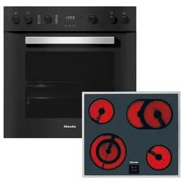 Miele Elektro-Herd-Set "H2459 E D OBSW + KM 6003 LPT", PerfectClean Ausstattung, EasyControl Bedienung, A+ (A+++-D), Herdsets, schwarz (obsidianschwarz)