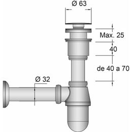 Salgar - Siphon Messing, verchromt - nicht absperrbares Siebventil - Chrom