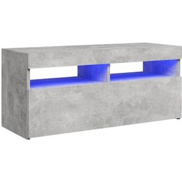 vidaXL - TV-Schrank mit LED-Leuchten Betongrau 90x35x40 cm