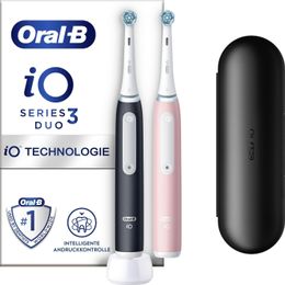 Elektrische Zahnbürste Oral-B "iO Series 3 Doppelpack", pink (matt schwarz, pink), Elektrozahnbürsten, Magnet-Technologie