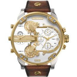 Chronograph Diesel "MR. DADDY 2.0", braun, Armbanduhren, Herren, Armbanduhr, Herrenuhr, Edelstahlarmband, analog, Tag, Stoppfunktion