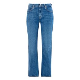 Straight-Jeans Tommy Hilfiger "HERITAGE ROME STRAIGHT RW", Damen, Gr. 29, Länge 34, blau (nos mid blau), Obermaterial: 99% Baumwolle, 1% Elasthan, unifarben, casual, Jeans, mit leichten Fadeout-Effekten