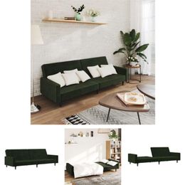 The Living Store - Schlafsofa 2-Sitzer Dunkelgrün Samt - Sofas - Grün