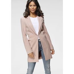 Longblazer Laura Scott, Damen, Gr. 34, rosa (rosa (aus nachhaltigem material)), Web, Obermaterial: 63% Polyester, 33% Viskose, 4% Elasthan. Futter: 100% Polyester, feminin, figurbetont lang, Langarm 2-Naht-Ärmel blind abgesteppte Kante, Blazer, mit tiefen Reverskragen