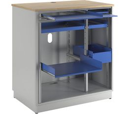 Rau Computer-Arbeitsplatz, HxBxT 1100 x 1030 x 660 mm, lichtgRau / enzianblau