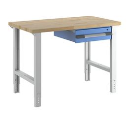eurokraft pro Werkbank, Baukastensystem Serie 7000, 1 Hängeschublade, BxT 1250 x 700 mm