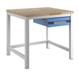 eurokraft pro Werkbank, Gestellbauweise Serie 8000, 1 Schublade 150 mm, BxT 1000 x 900 mm