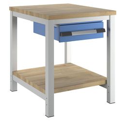 eurokraft pro Werkbank, Gestellbauweise Serie 8000, 1 Schublade 150 mm, 1 Ablageboden, BxT 750 x 900 mm