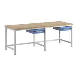 eurokraft pro Werkbank, Gestellbauweise Serie 8000, 1 Schublade 150 mm, BxT 2500 x 900 mm
